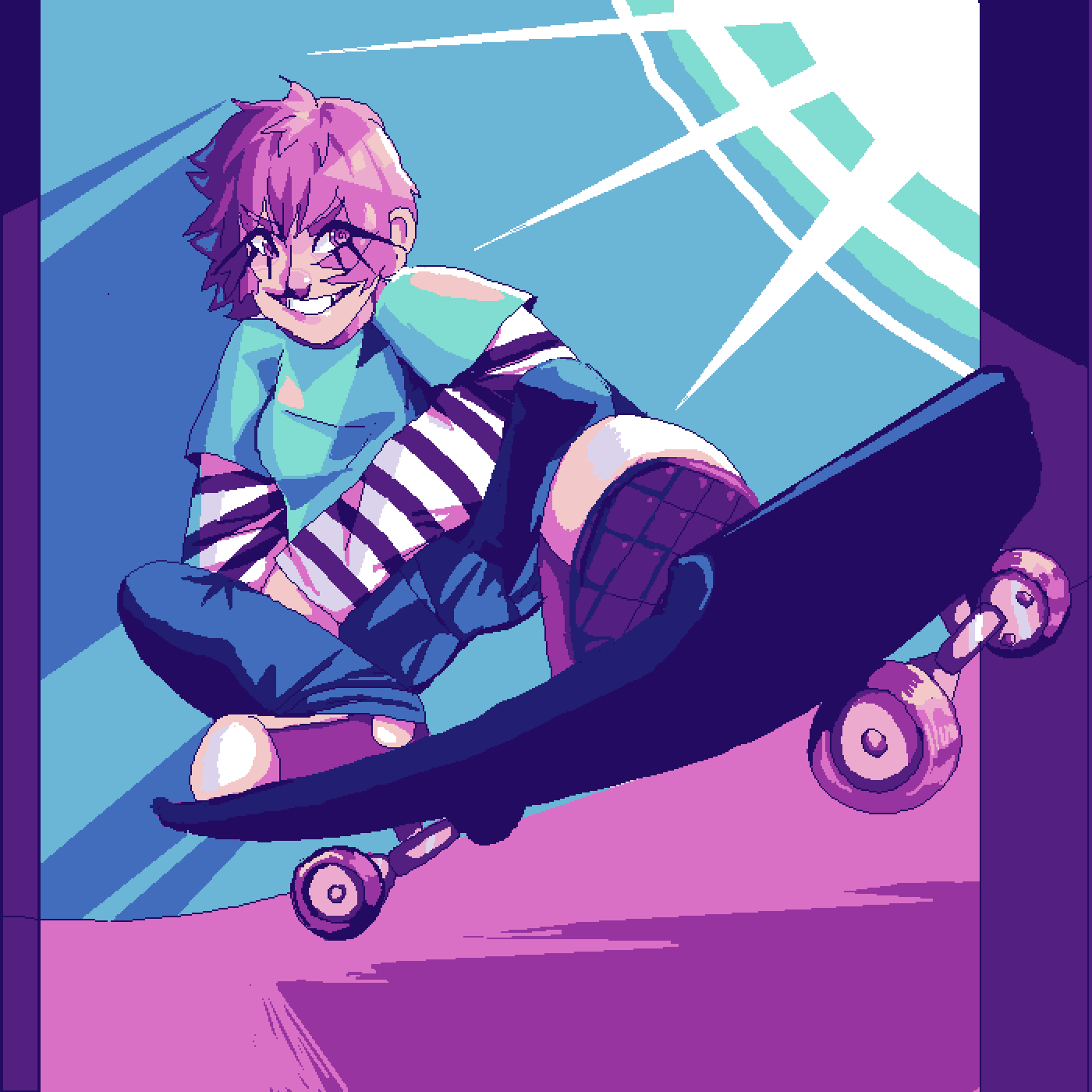 Pixilart - skater girl collab by PicknRoll